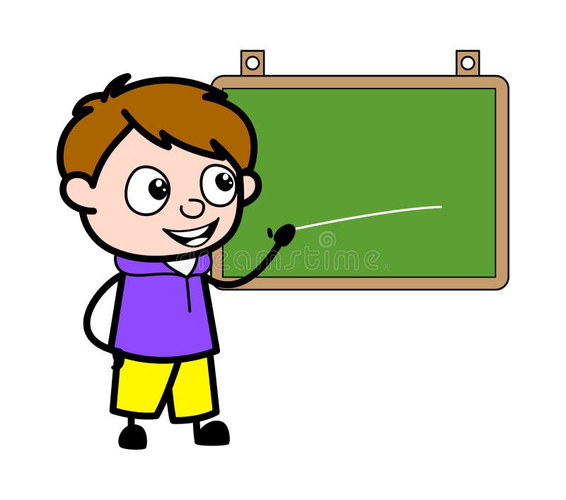 Cartoon Boy with Classroom Board Stock Illustration - Illustration of ...