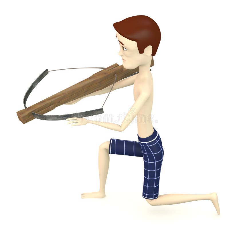 Cartoon man with crossbow stock illustration. Illustration of crossbow ...