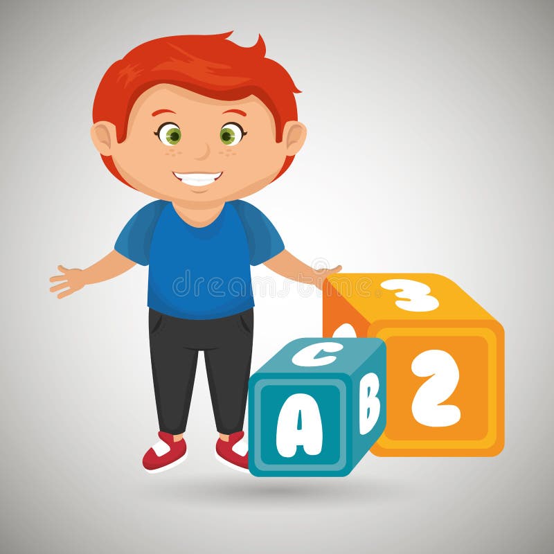 Cartoon boy cube alphabet stock illustration. Illustration of happy ...