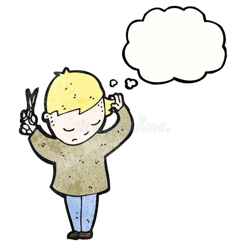 Cartoon boy cutting hair stock vector. Illustration of character - 38040251