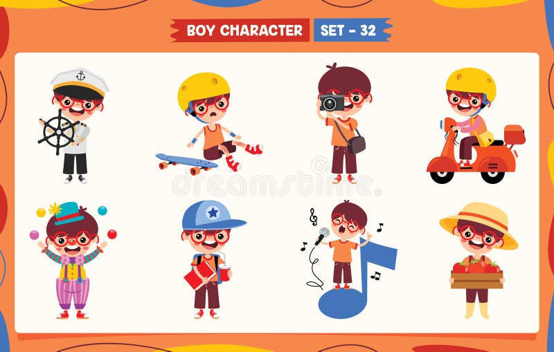 Cartoon Boy Doing Various Activities Stock Vector - Illustration of ...