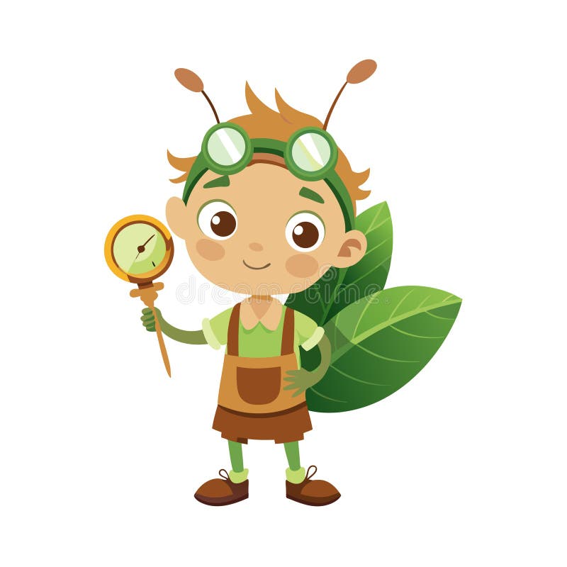 Cartoon Boy Dressed As an Insect with Wings and Goggles Stock Vector ...