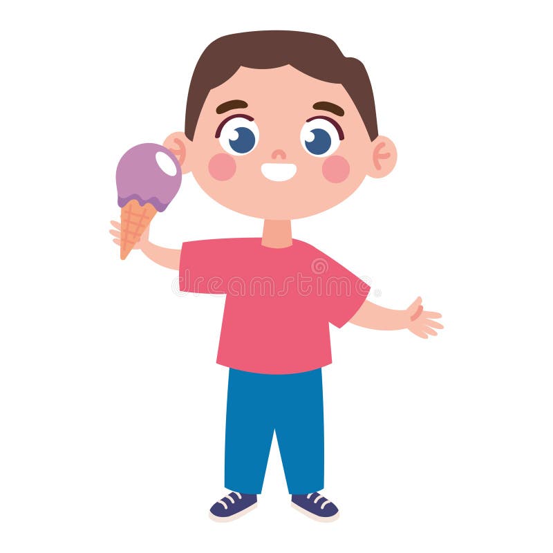 Cartoon Boy Eating Ice Cream Stock Vector - Illustration of isolation ...