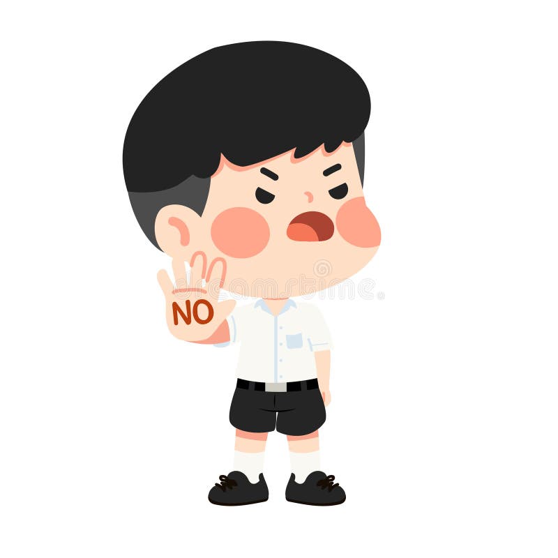 Cartoon Boy Expressing Disagreement Illustration Stock Vector ...
