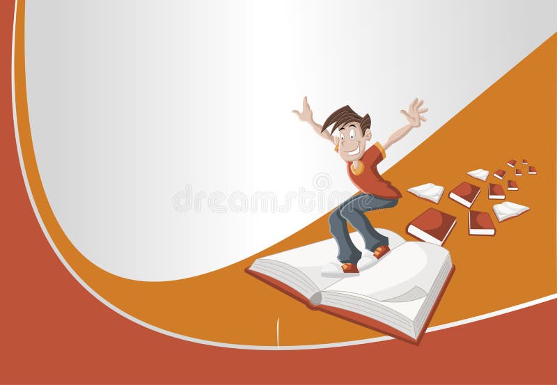 Cartoon Boy Flying on Big Book Stock Vector - Illustration of schoolboy ...