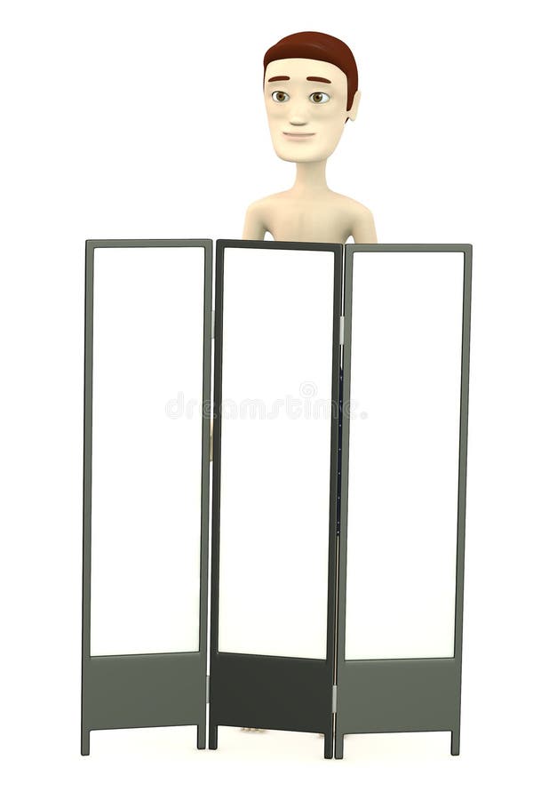 Cartoon Boy with Folding Screen Stock Illustration - Illustration of ...