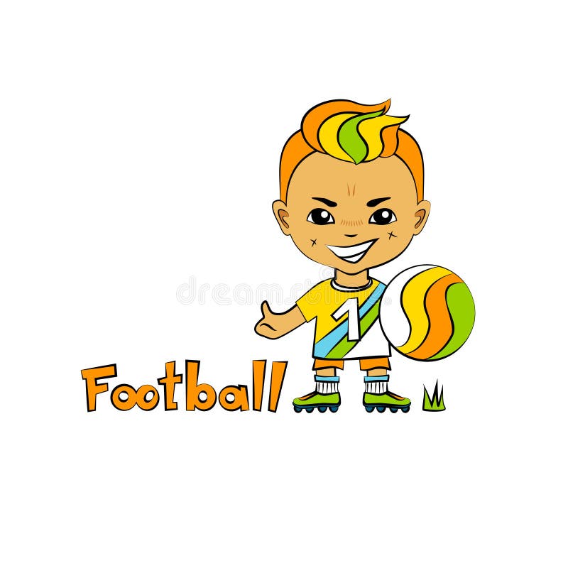 Cartoon Boy Football-Player Stock Illustration - Illustration of active ...