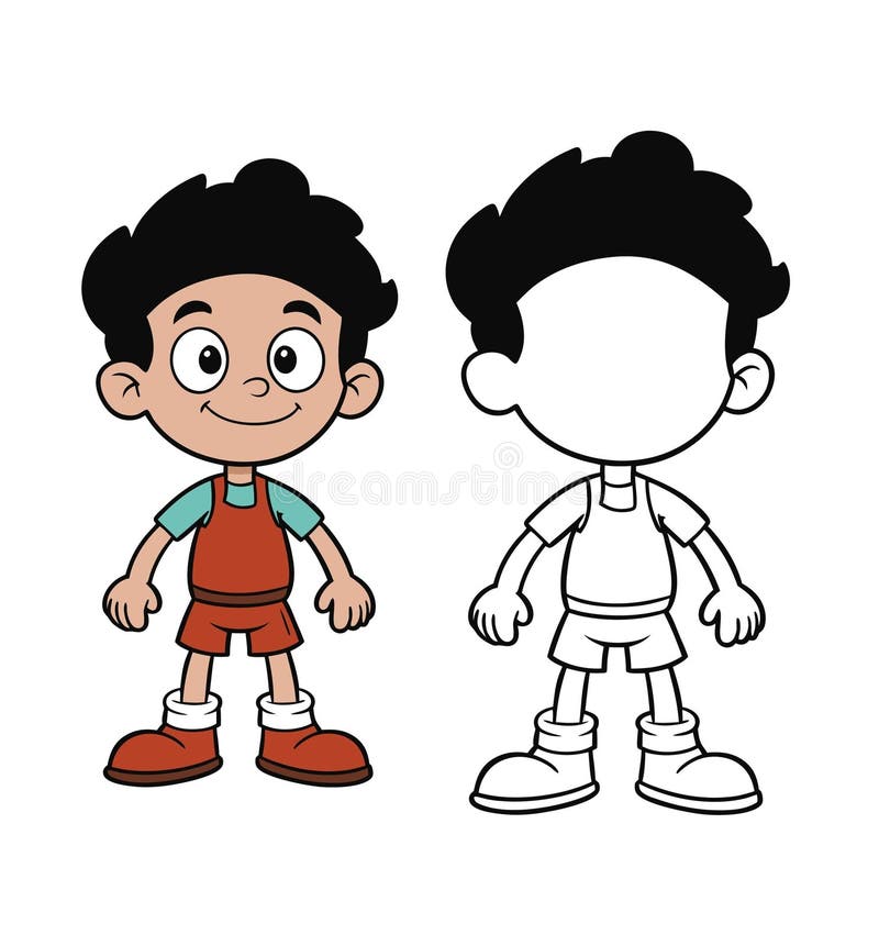 Cartoon Boy Full Body Illustration Smiling Stock Vector - Illustration ...