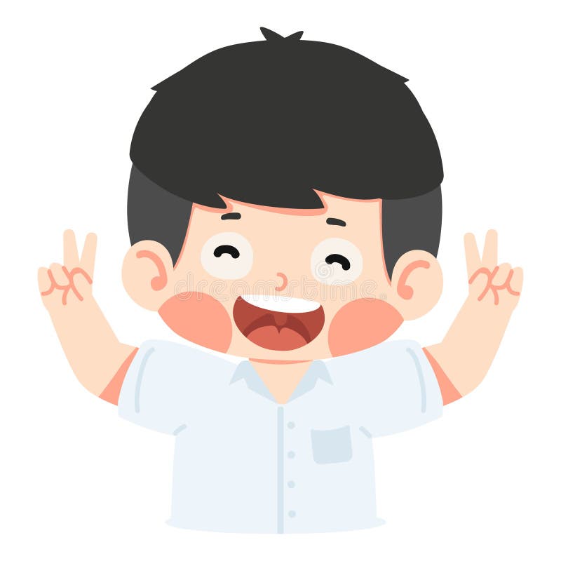 Cartoon Boy Giving a Peace Sign Stock Vector - Illustration of graphic ...