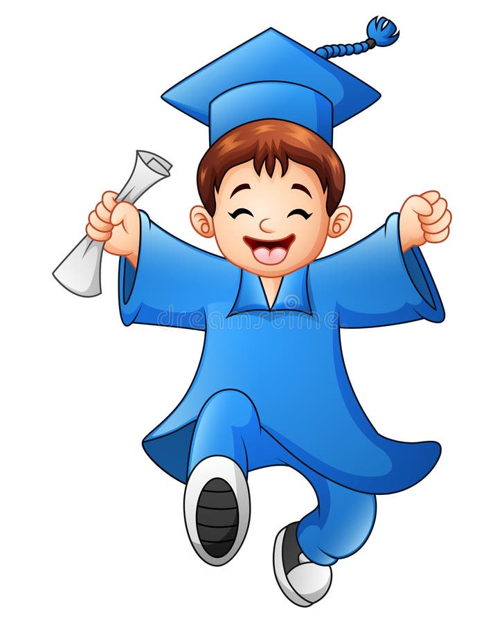 Cartoon boy graduation stock vector. Illustration of hands - 94424183