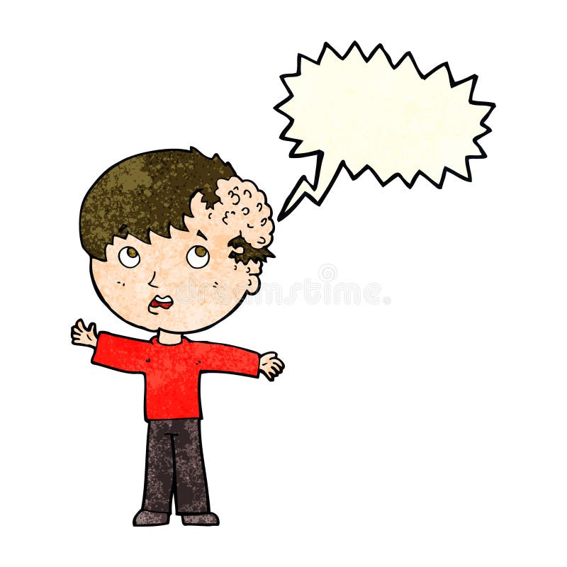 Cartoon Boy with Growth on Head with Speech Bubble Stock Illustration ...