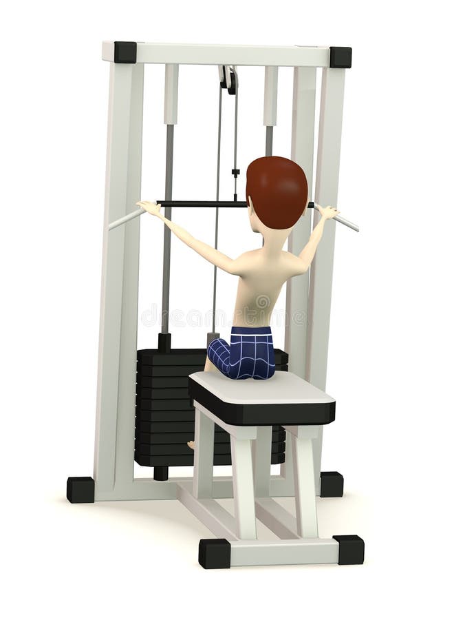 Cartoon Boy with Gym Machine Stock Illustration - Illustration of sport ...