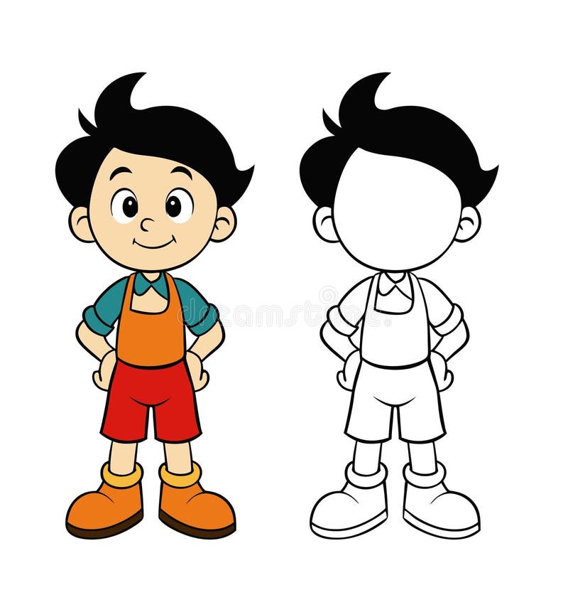 Cartoon Boy with Hands on Hips Illustration Stock Vector - Illustration ...