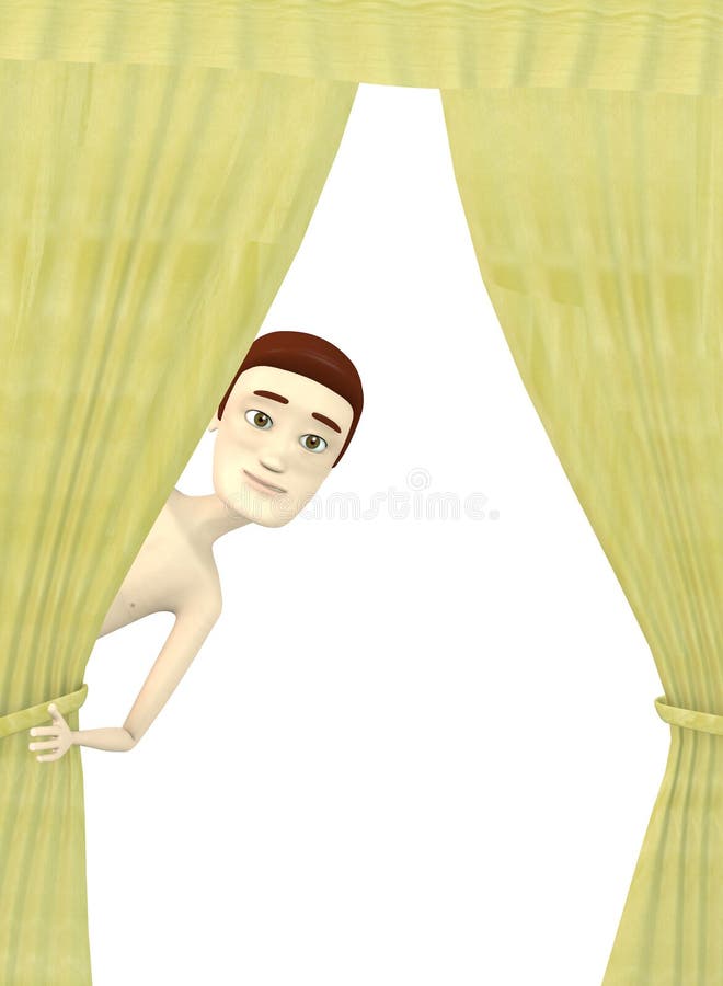 Cartoon Boy Hiding Behind Curtain Stock Illustration - Illustration of ...