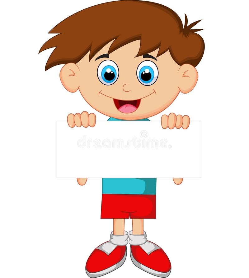 Cartoon Boy Holding Blank Paper Stock Vector - Image: 59494905