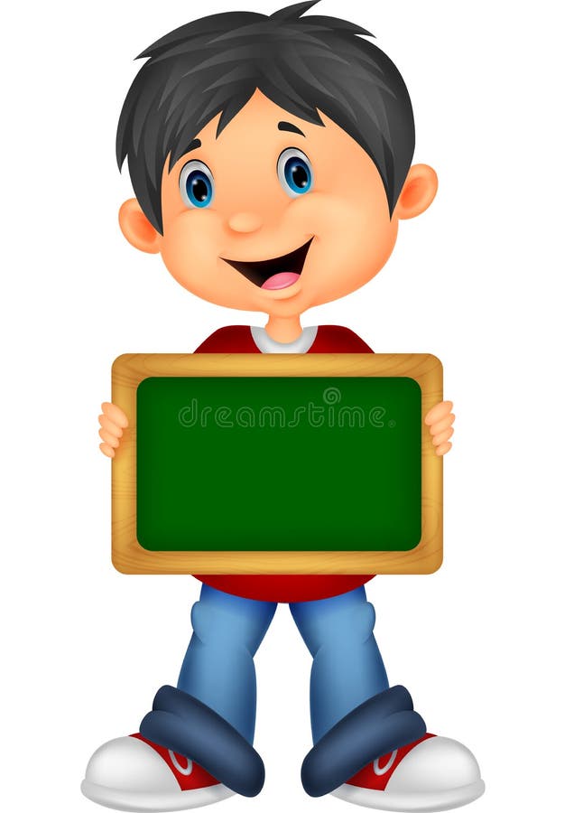 Cartoon boy holding board stock vector. Illustration of grammar - 45709912