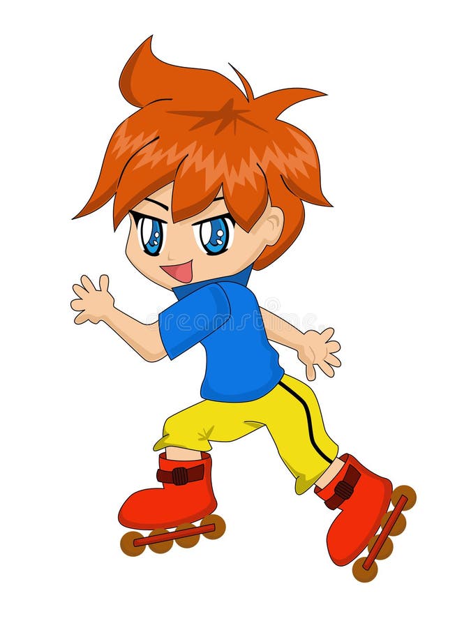 Cartoon Boy on Inline Skates Stock Vector - Illustration of young ...