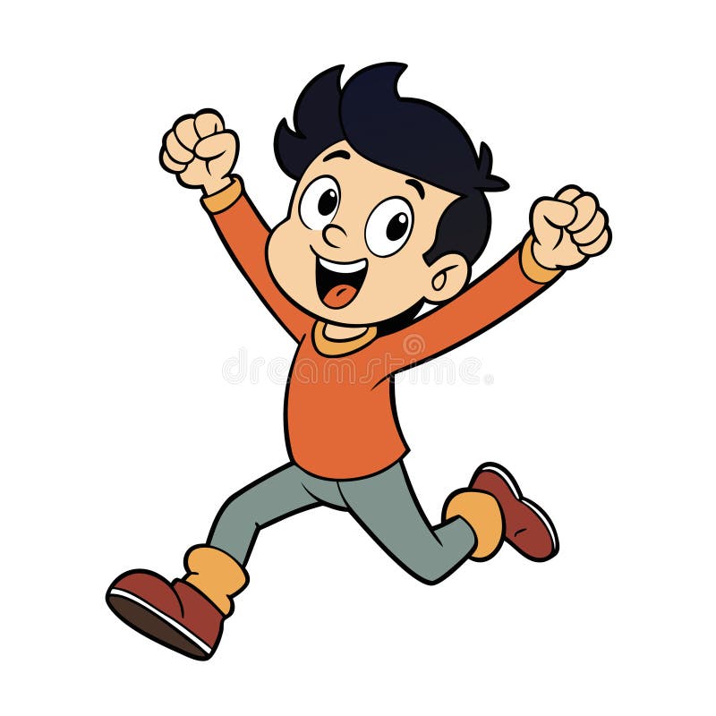 Cartoon Boy Jumping with Excitement, Vector Illustration Stock Image ...