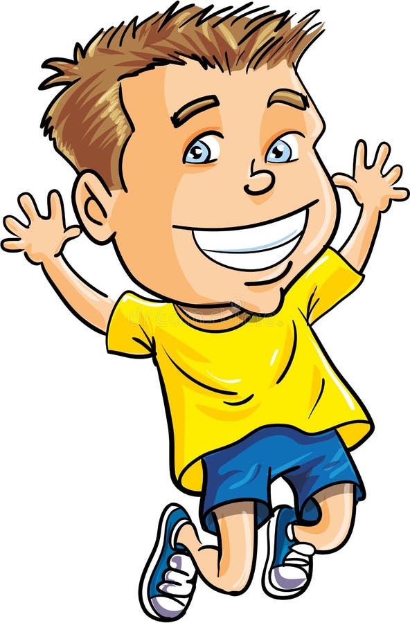 Cartoon Boy Jumping for Joy Stock Illustration - Illustration of ...