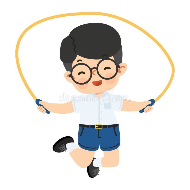 Cartoon Boy Jumping Rope stock vector. Illustration of lifestyle ...