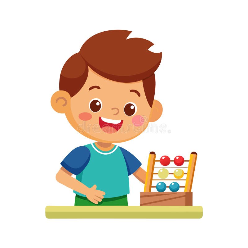 Cartoon Boy Learning Math with Abacus: Education and Early Childhood ...