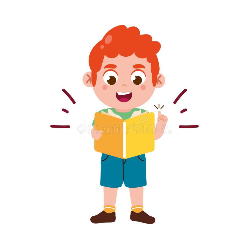 Cartoon Boy Learning Task with Book Stock Illustration - Illustration ...