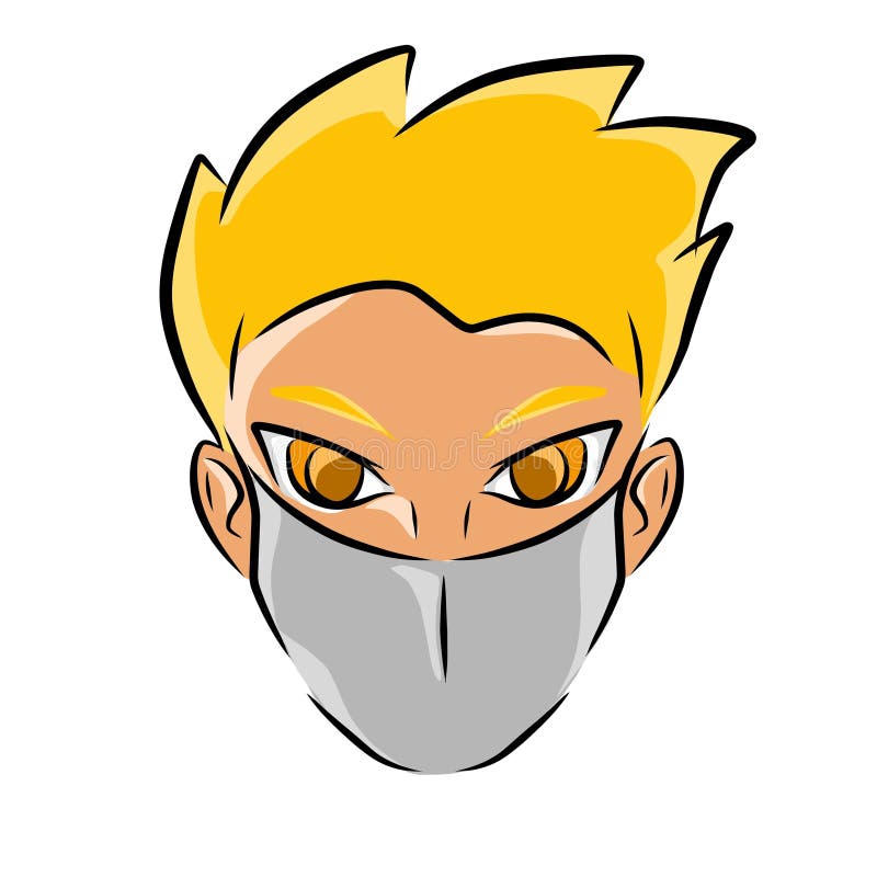 A Cartoon Boy with a Mask on His Face Stock Vector - Illustration of ...