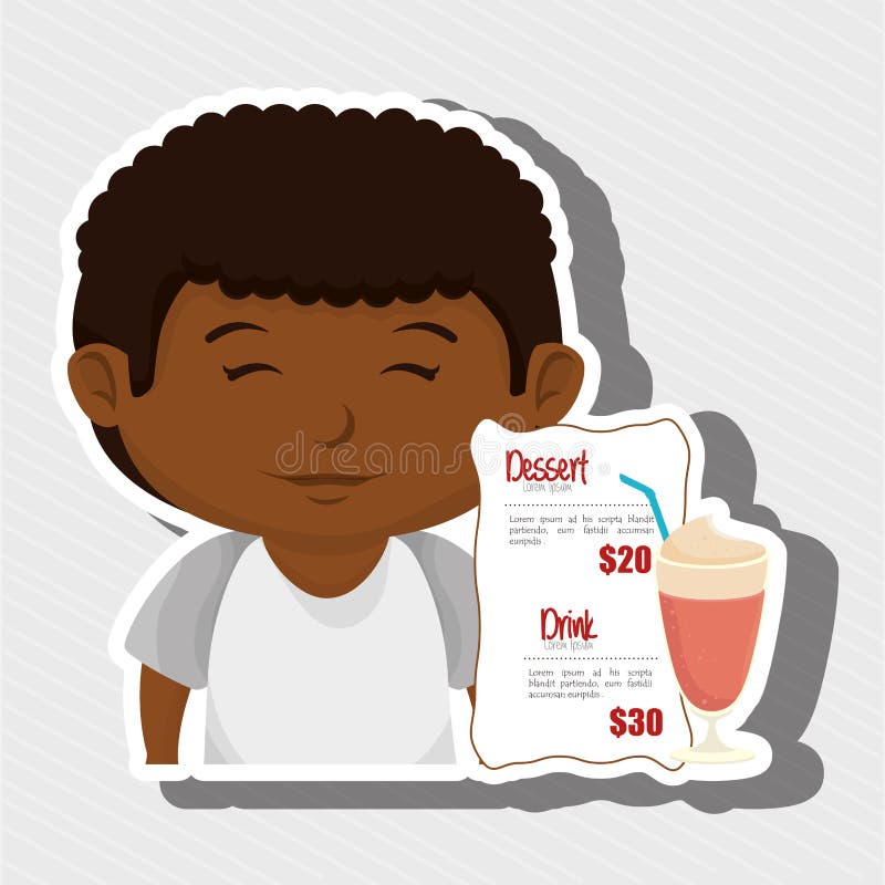Cartoon Boy Menu Food Drink Stock Illustration - Illustration of lunch ...