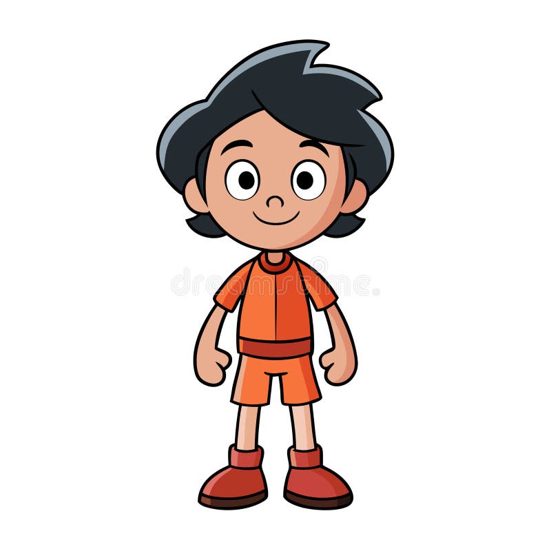 Cartoon Boy in Orange Outfit Vector Illustration Stock Image ...