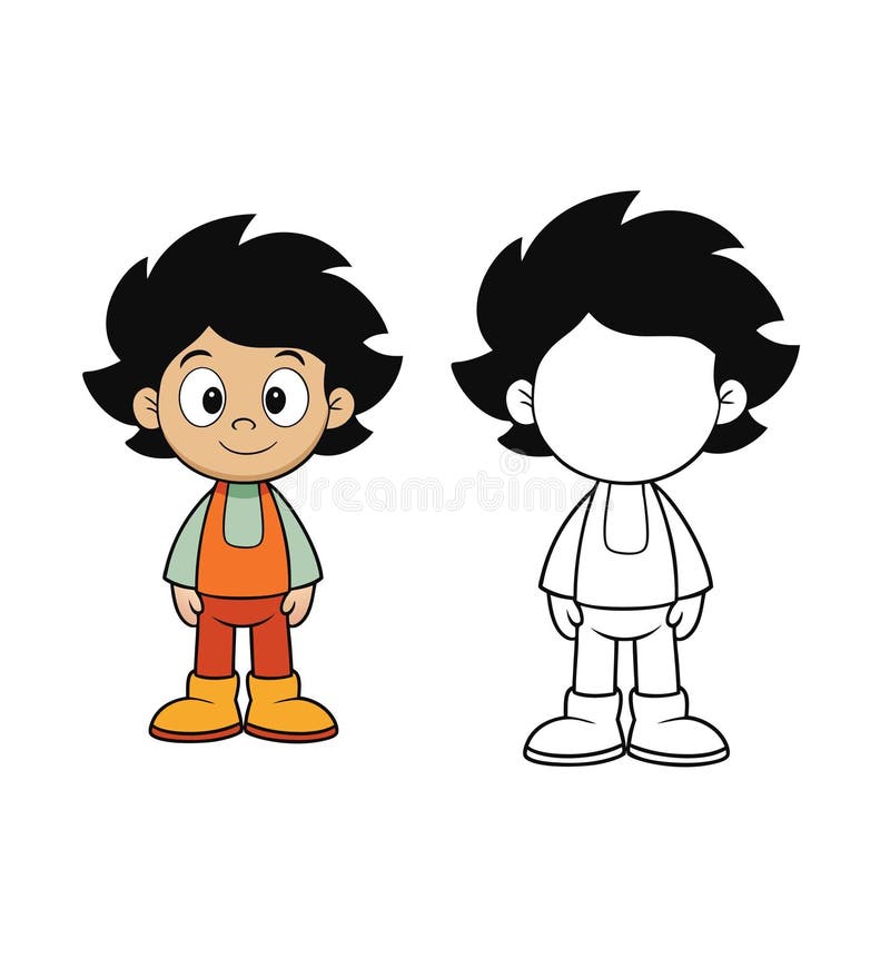 Cartoon Boy with Overalls and Boots Illustration Stock Vector ...