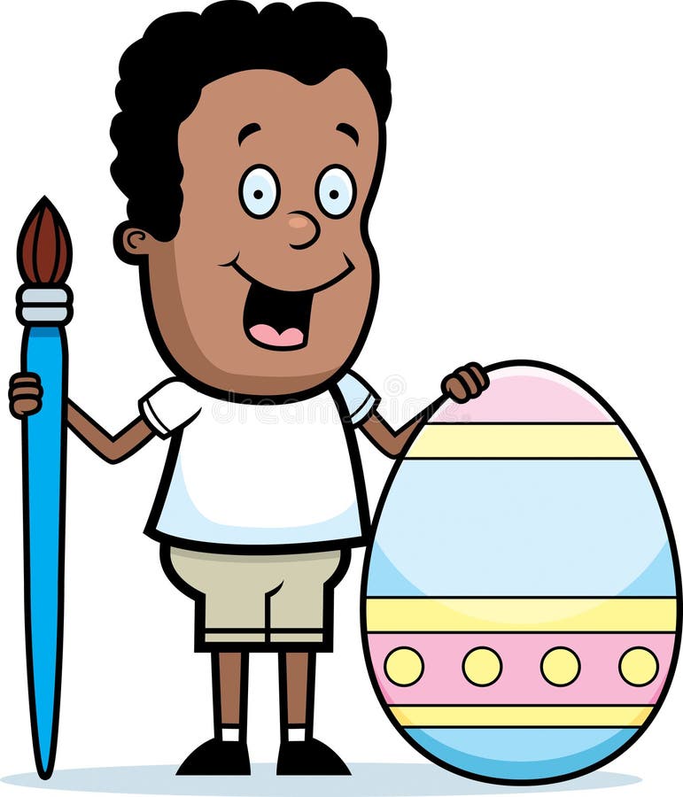 Cartoon Boy Painting Easter Egg Stock Vector - Illustration of food ...