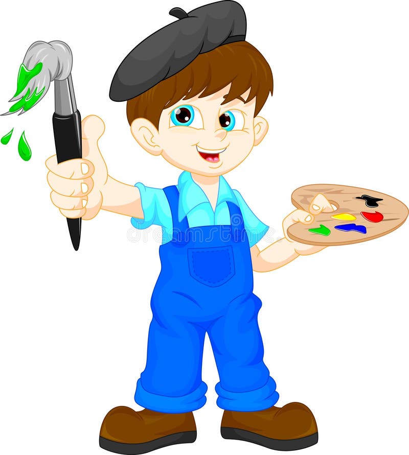 Cartoon boy painting stock vector. Illustration of character - 64464638
