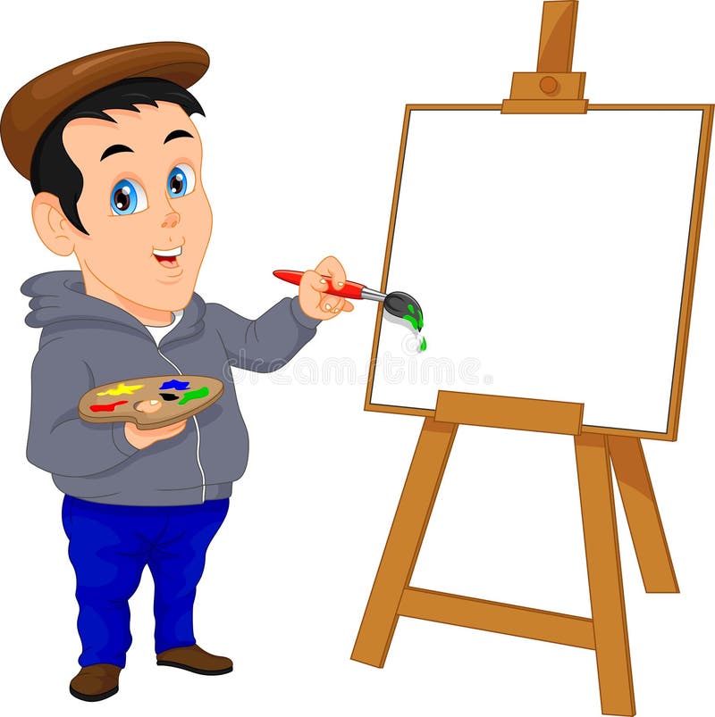 Cartoon boy painting stock vector. Illustration of hand - 86504101