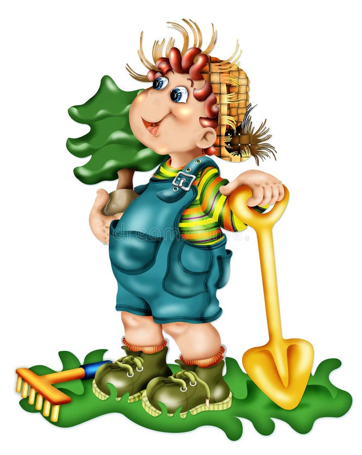 Stick Figure Gardener Planting Stock Vector - Illustration of planter ...