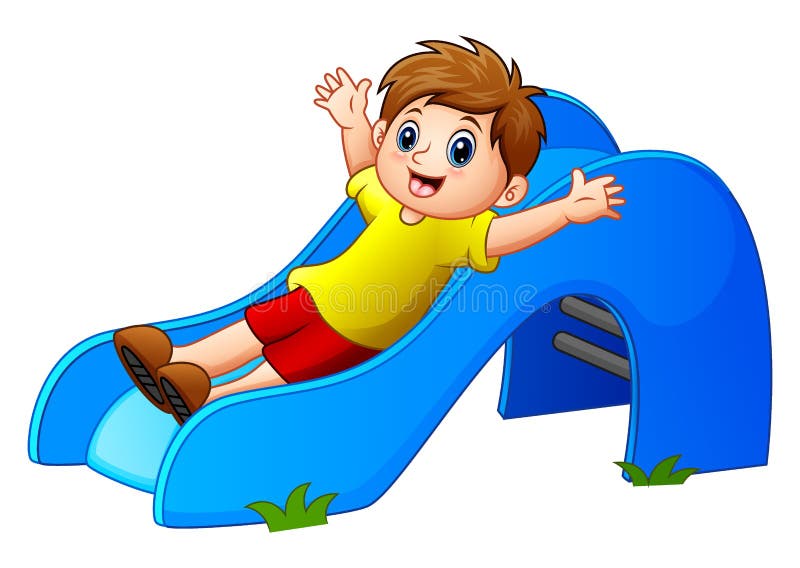 Cartoon Boy Play Sliding Down Stock Vector - Illustration of people ...