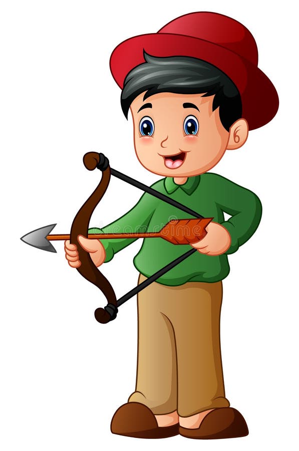 Cartoon Boy Playing Sport Archery Stock Vector - Illustration of shoot ...