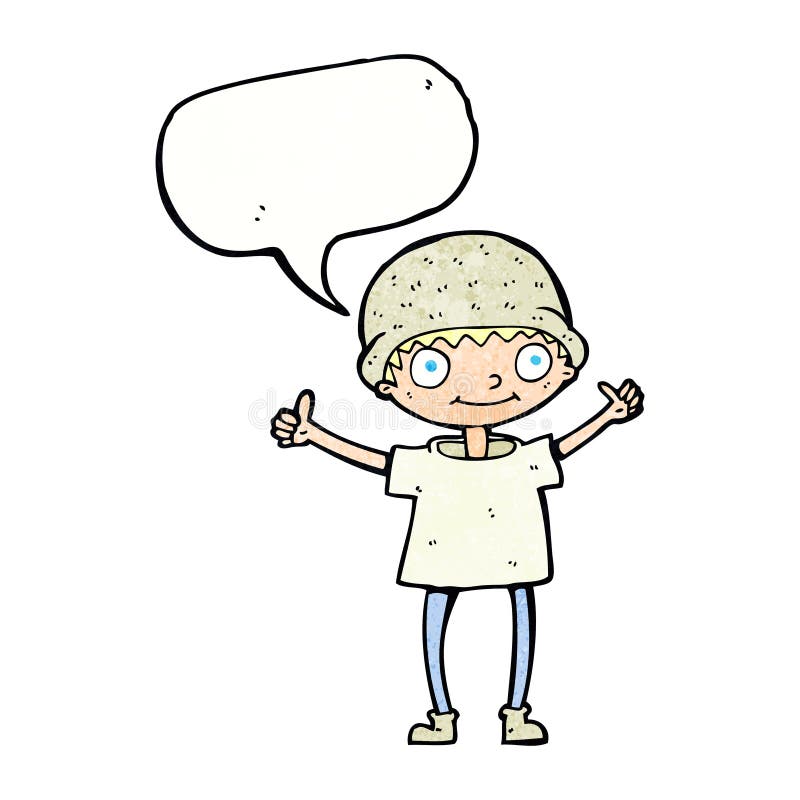 Cartoon Boy with Positive Attitude with Speech Bubble Stock ...