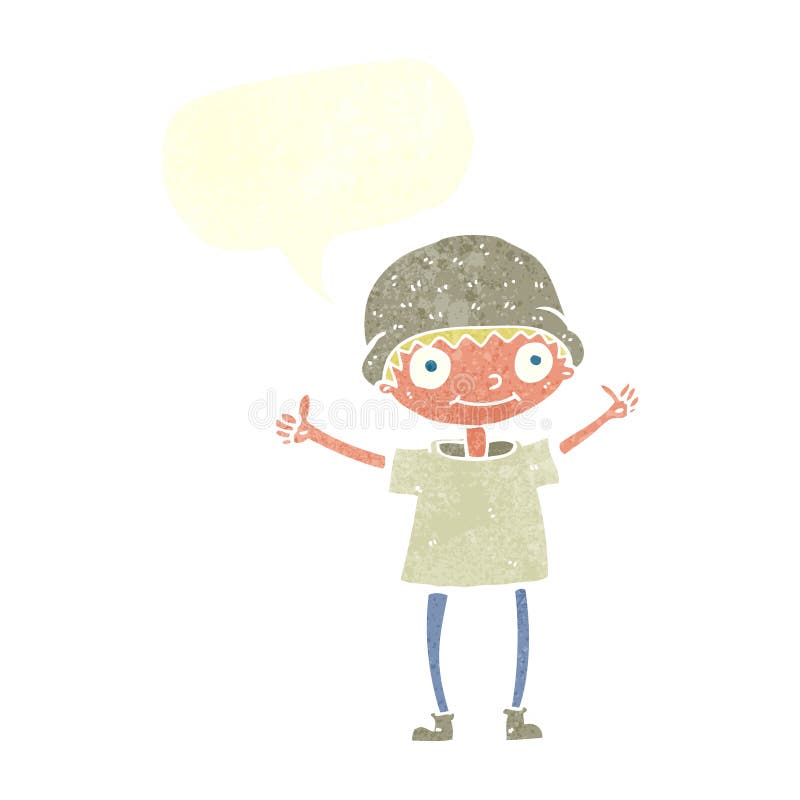 Cartoon Boy with Positive Attitude with Speech Bubble Stock ...