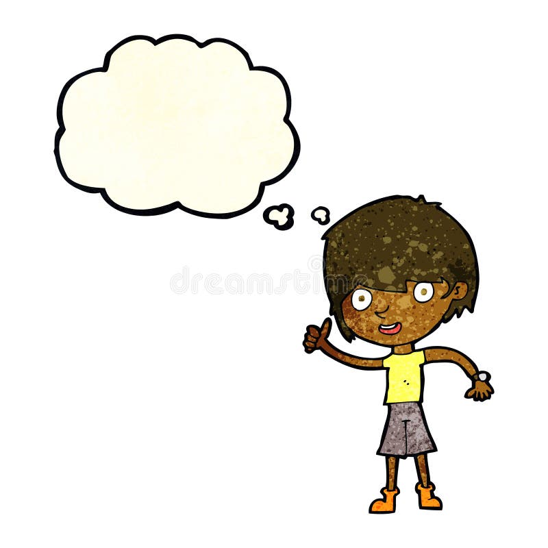 Cartoon Boy with Positive Attitude with Thought Bubble Stock ...