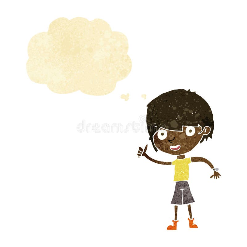 Cartoon Boy with Positive Attitude with Thought Bubble Stock ...