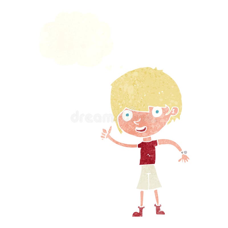 Cartoon Boy with Positive Attitude with Thought Bubble Stock ...