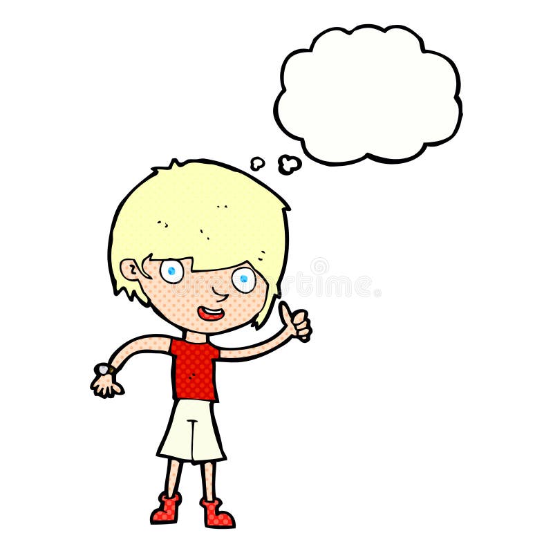 Cartoon Boy with Positive Attitude with Thought Bubble Stock ...