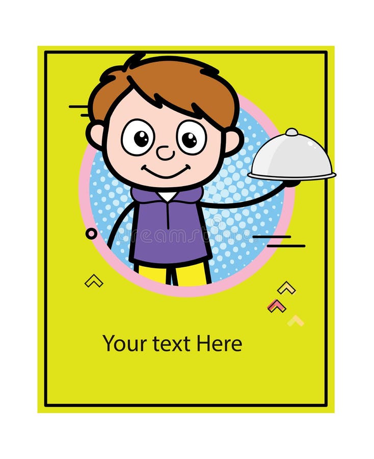 Cartoon Boy on Poster with Text Stock Illustration - Illustration of ...