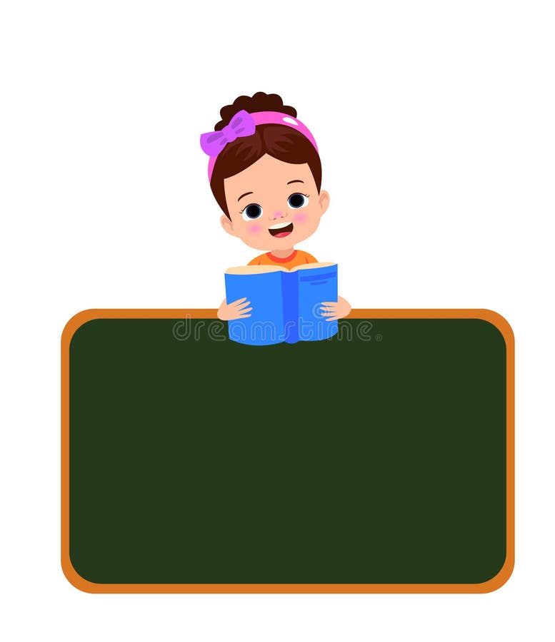 Cartoon Boy Reading a Book on the Board Stock Illustration ...