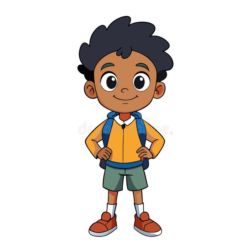 Cartoon Boy Ready for School with a Backpack Stock Illustration ...