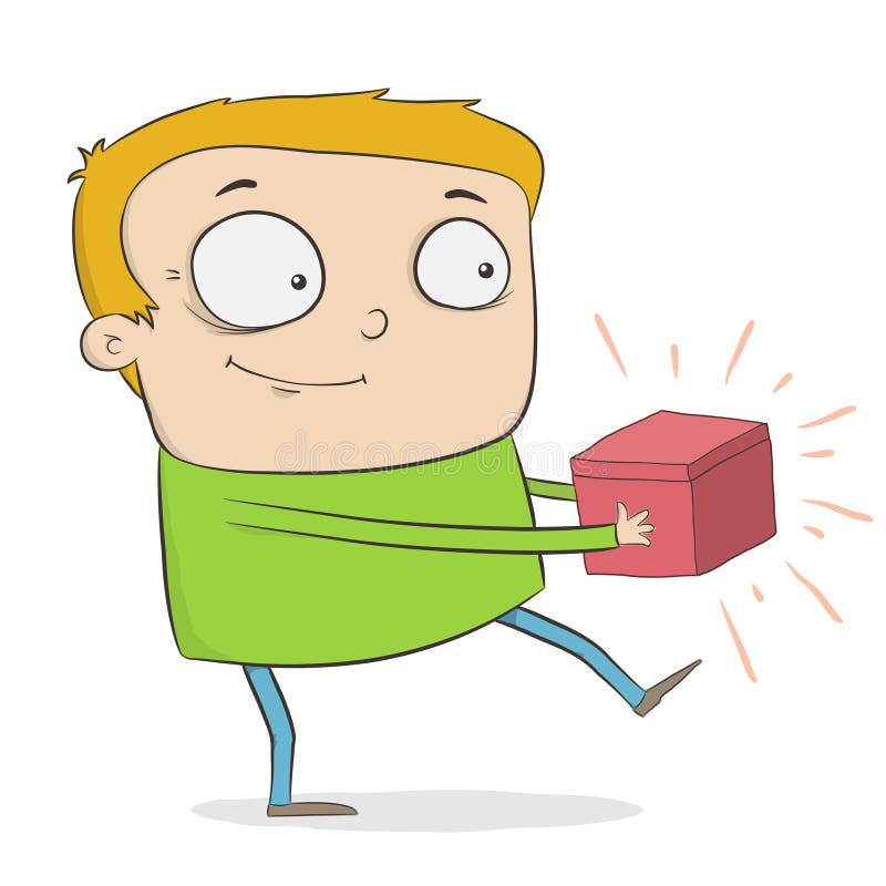 Cartoon boy with a red box stock vector. Illustration of carton - 14620279