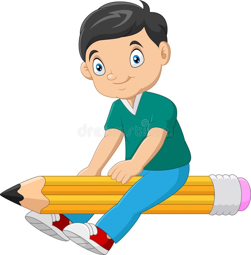 Cartoon Boy Riding Flying Pencil Stock Illustrations – 310 Cartoon Boy ...
