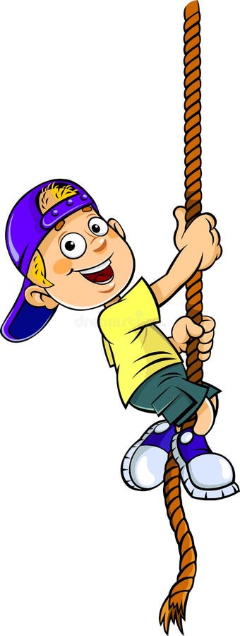 Cartoon boy on a rope. stock vector. Illustration of outdoor - 228832285