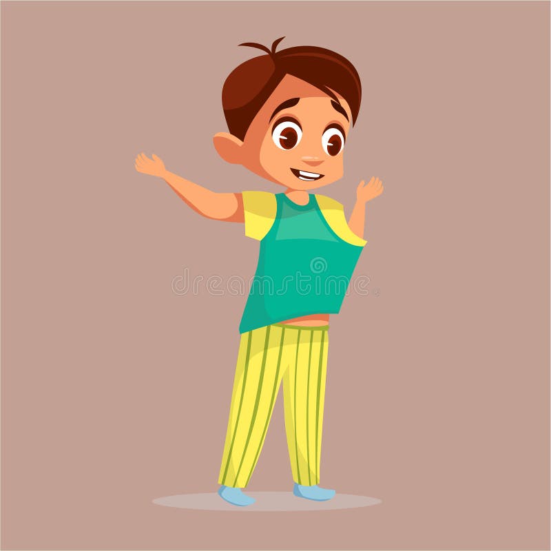 Cartoon Boy daily Routine Vector Ilustration Stock Vector ...