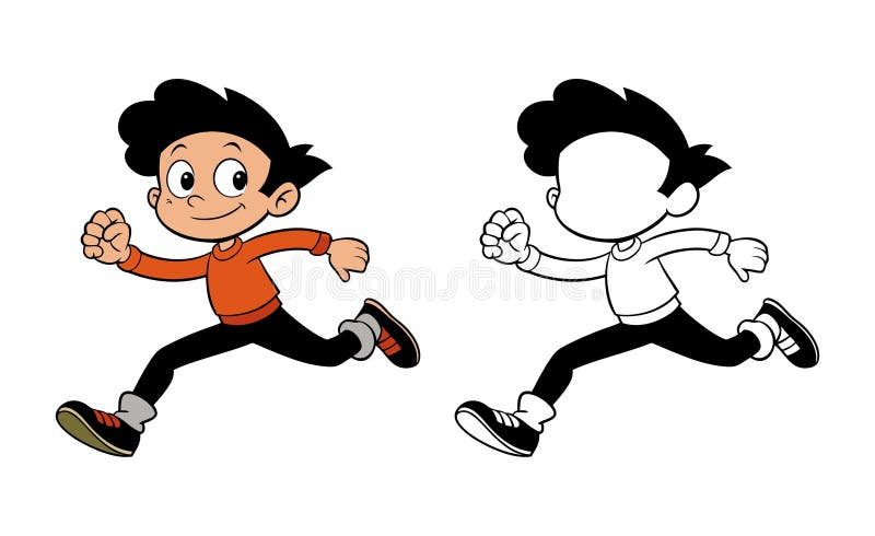Cartoon Boy Running Action, Full Body Vector Illustration Stock Vector ...